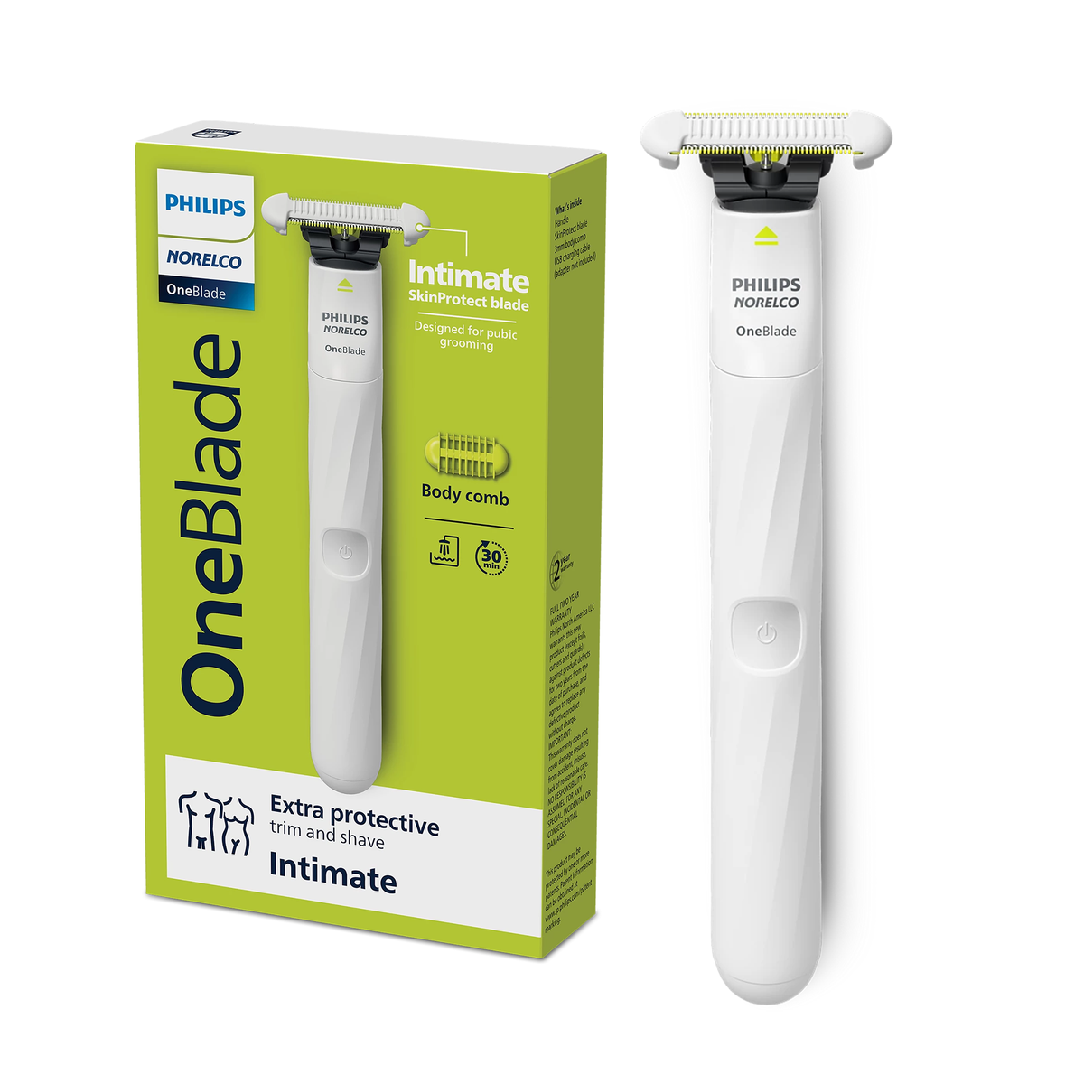 OneBlade Intimate & Body Trimmer – Unisex Rechargeable Grooming Tool b